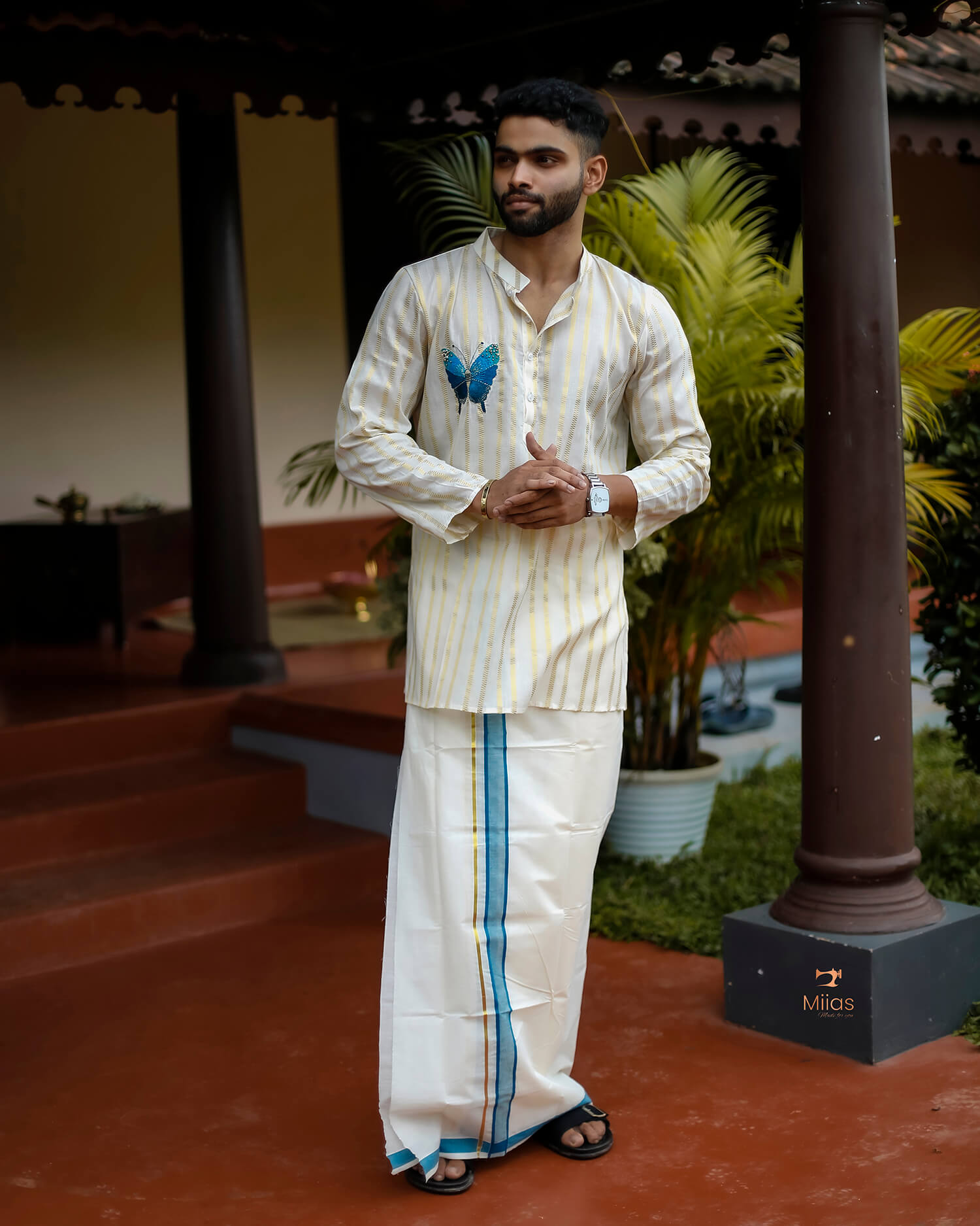 Men's Lurex Kora Cotton Kurta | Festive Wear-Onam 2025 – Miias